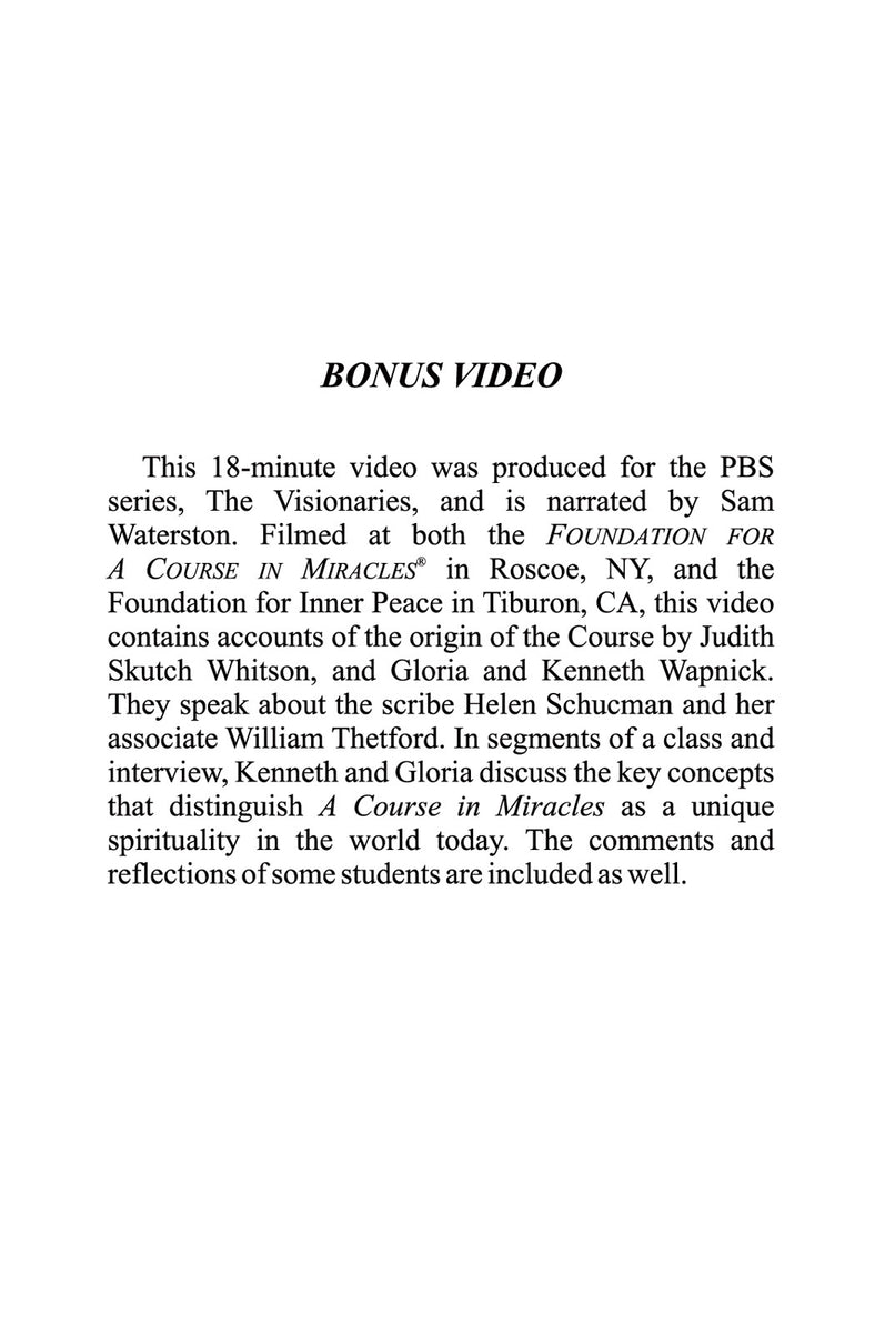 An Introduction to "A Course in Miracles" – Foundation for "A Course in ...